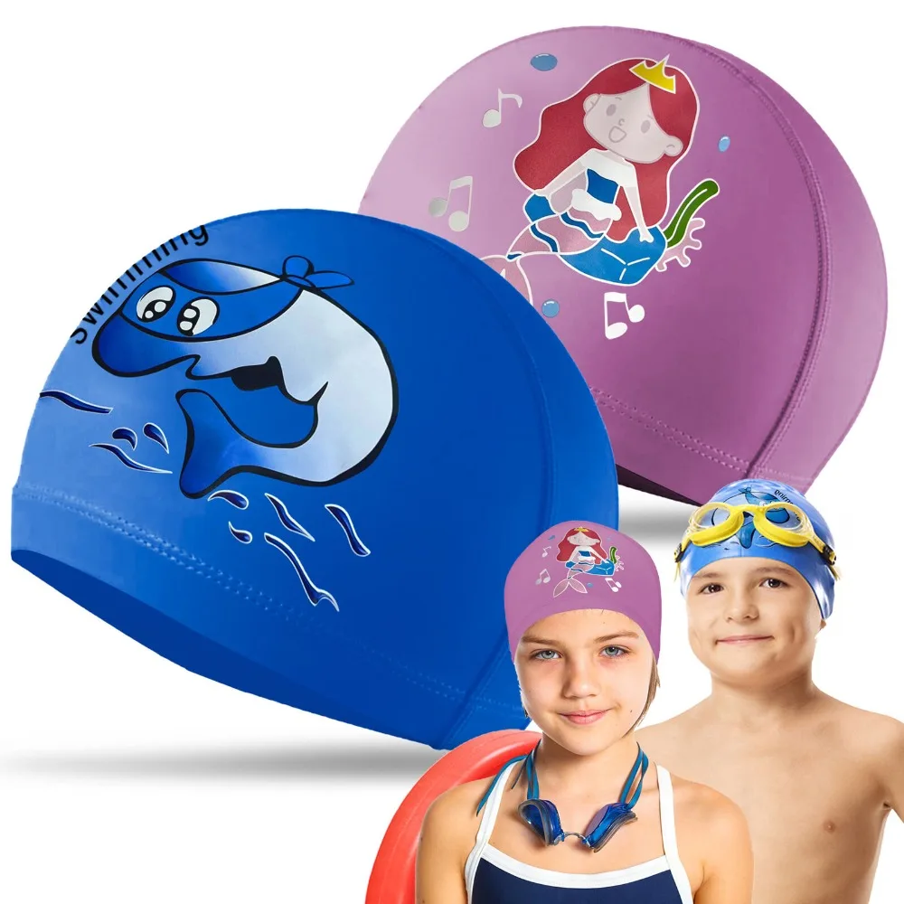 Kids-Swimming-Cap-Girls-Boys-Unisex-Swim-Pool-Hat-Waterproof-Silicone ...