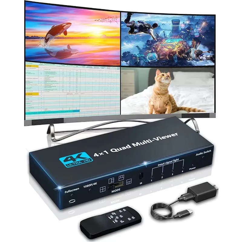 4K-HDMI-Multiviewer-4x1-Quad-Screen-Real-Time-Multi-Viewer-4-in-1 ...