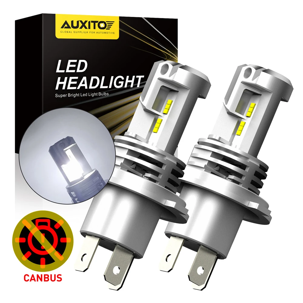 AUXITO 2Pcs H4 9003 LED Canbus Hi/Lo High and Low Beam Headlamp 12V 24V Turbo LED H4 Auto Head ...