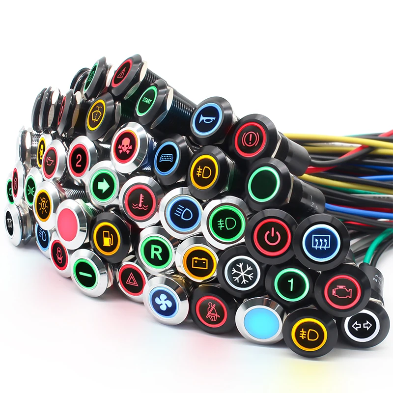 12mm 1pc Corresponds To 180 Symbols LedIndicator Light 12v 24v Car Led ...