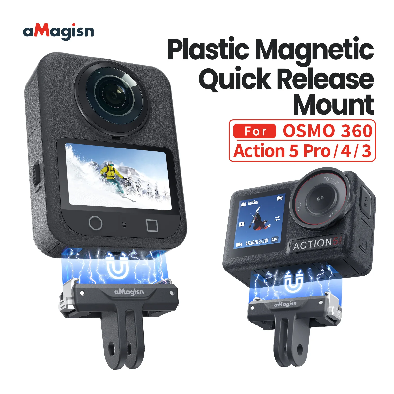 aMagisn Quick Release Mount Plastic Magnetic Base with Secure Claw-Lock ...