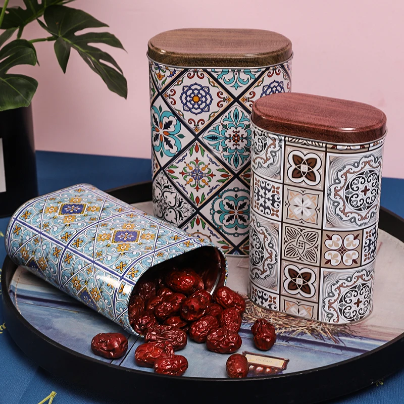 2Pcs-Set-Blue-and-White-Porcelain-Iron-Box-Coffee-Bean-Storage-Tank ...