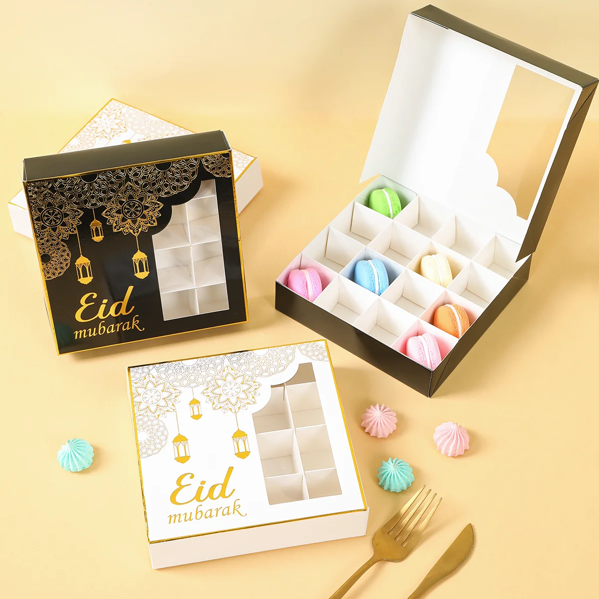 2Pcs Eid Mubarak Cake Box Candy Cake Chocolate Packaging Box Ramadan ...