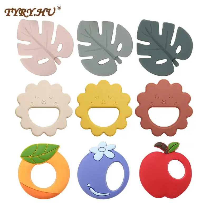 1pc Cartoon Leaf Shaped Silicone Teether Diy Pacifier Chain Accessories Necklace Baby Teether ...