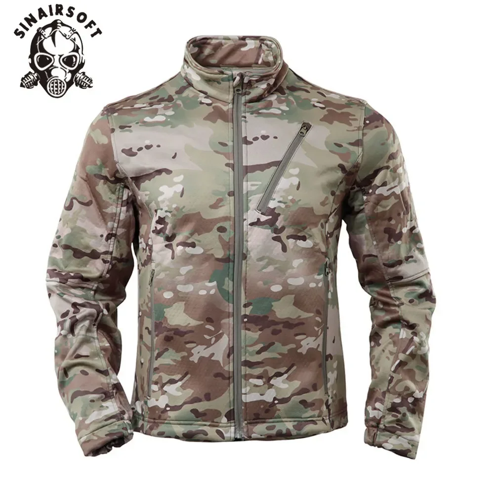 Tactical Fleece Jacket Men Soft Shell Wearproof Winter Camouflage Coat ...