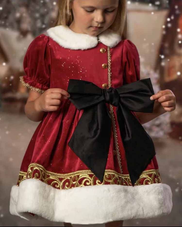 Baby-Girl-Autumn-Winter-Red-Velvet-Gold-Embroidery-Vintage-Turkish ...