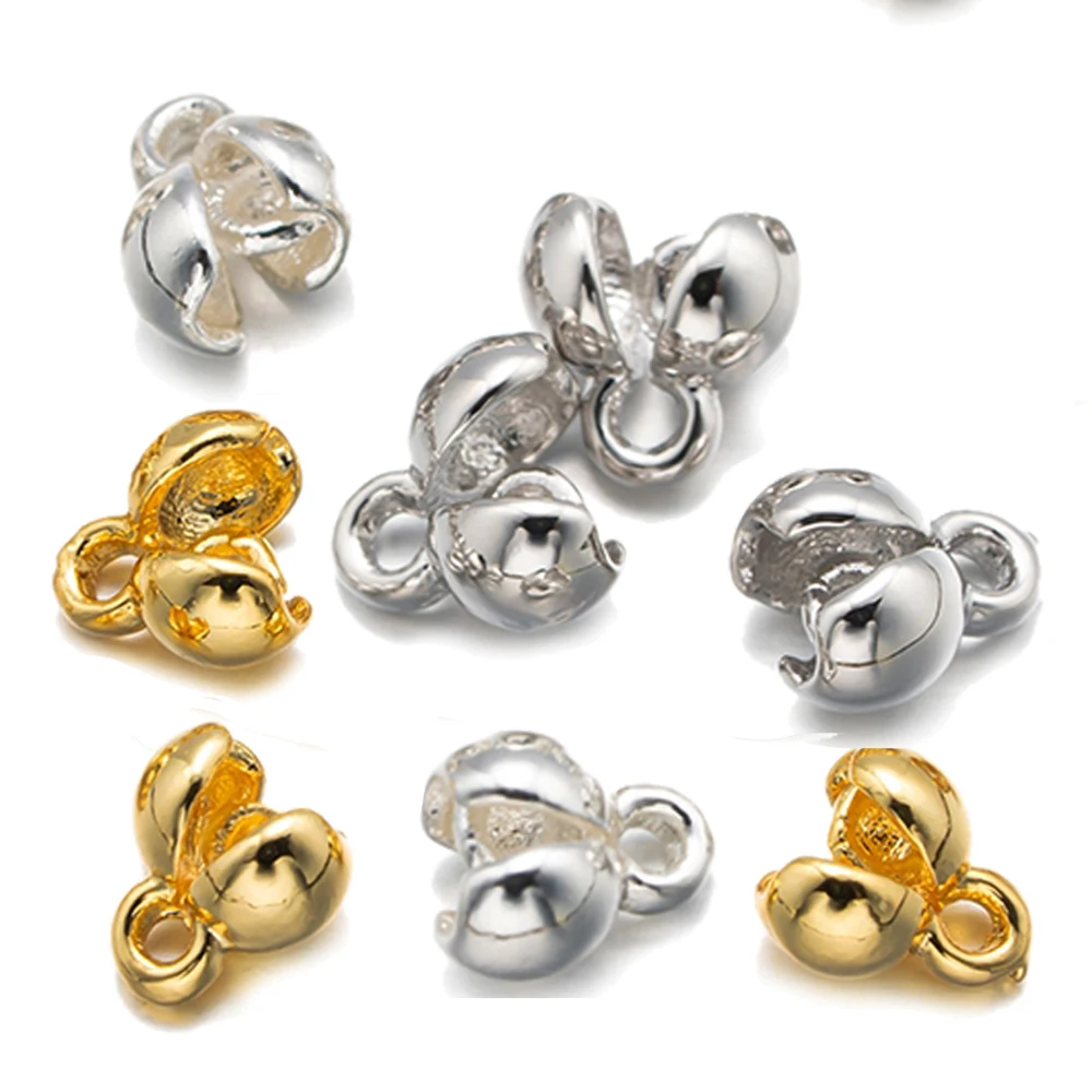 20pcs 18K Gold Plated Brass Crimp Cover Beads Tips Calotte End ...