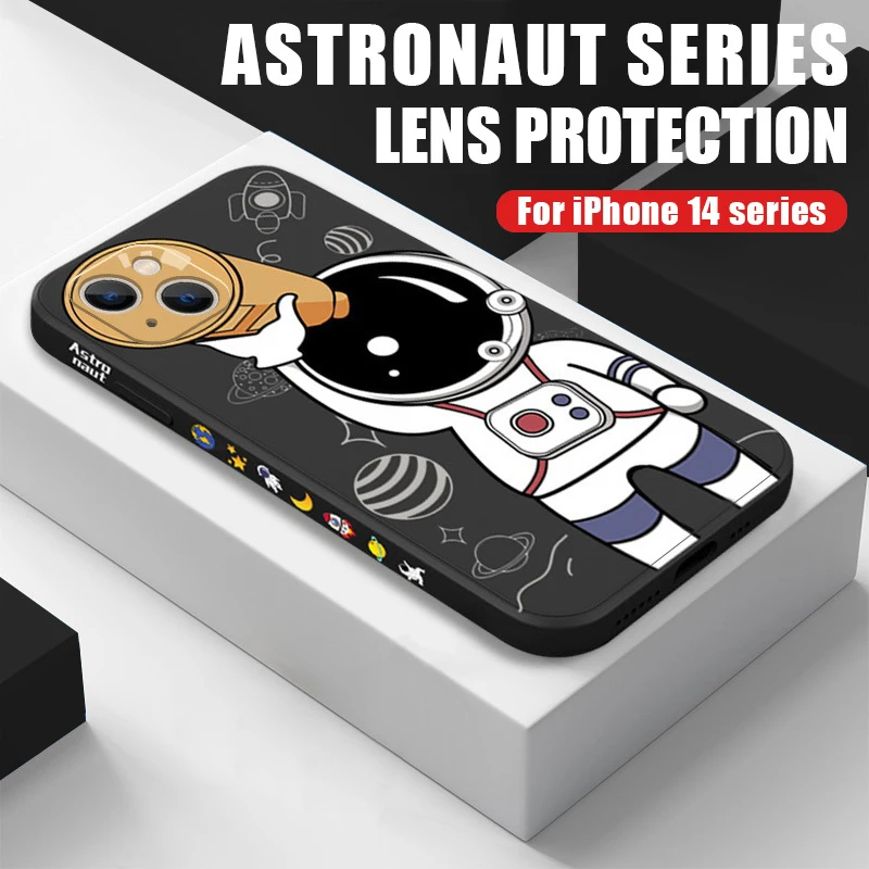 Cartoon Space Astronaut Phone Case For iPhone 16e 16 15 14 13 Pro Max ...