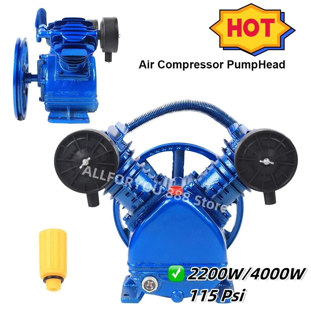 2200W-4000W-115-Psi-V-Air-Compressor-Pump-Head-For-2-Piston-Motor-Twin ...