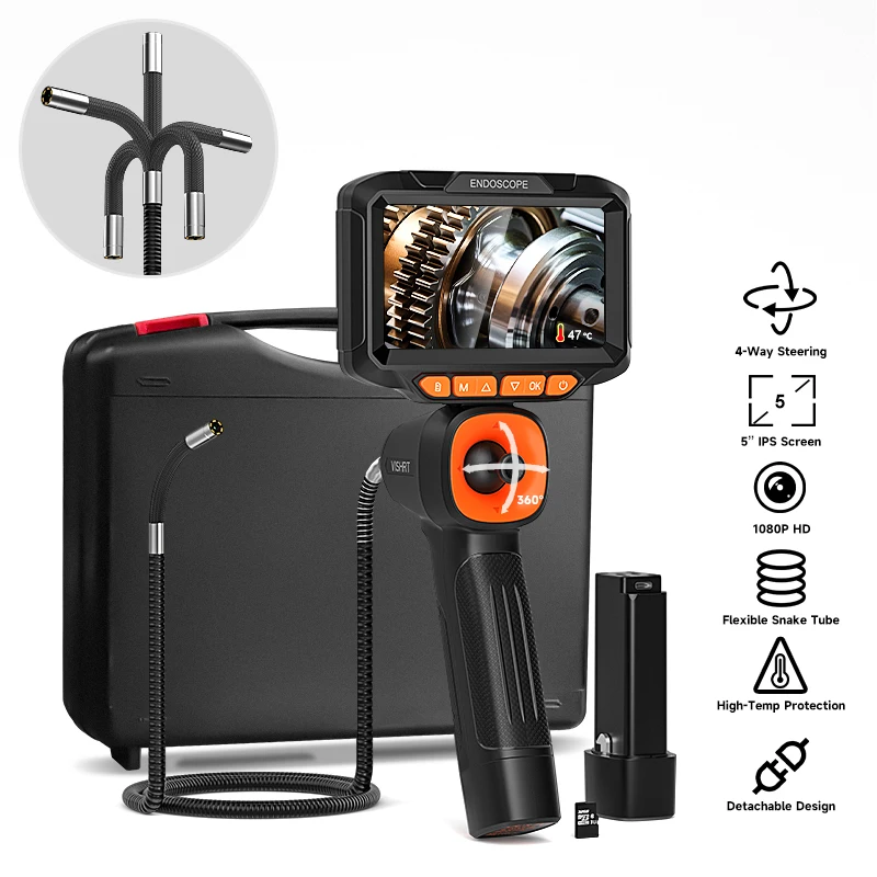 4-Way Articulating Endoscope Joystick 5’’ Screen All Way 360° Rotation ...