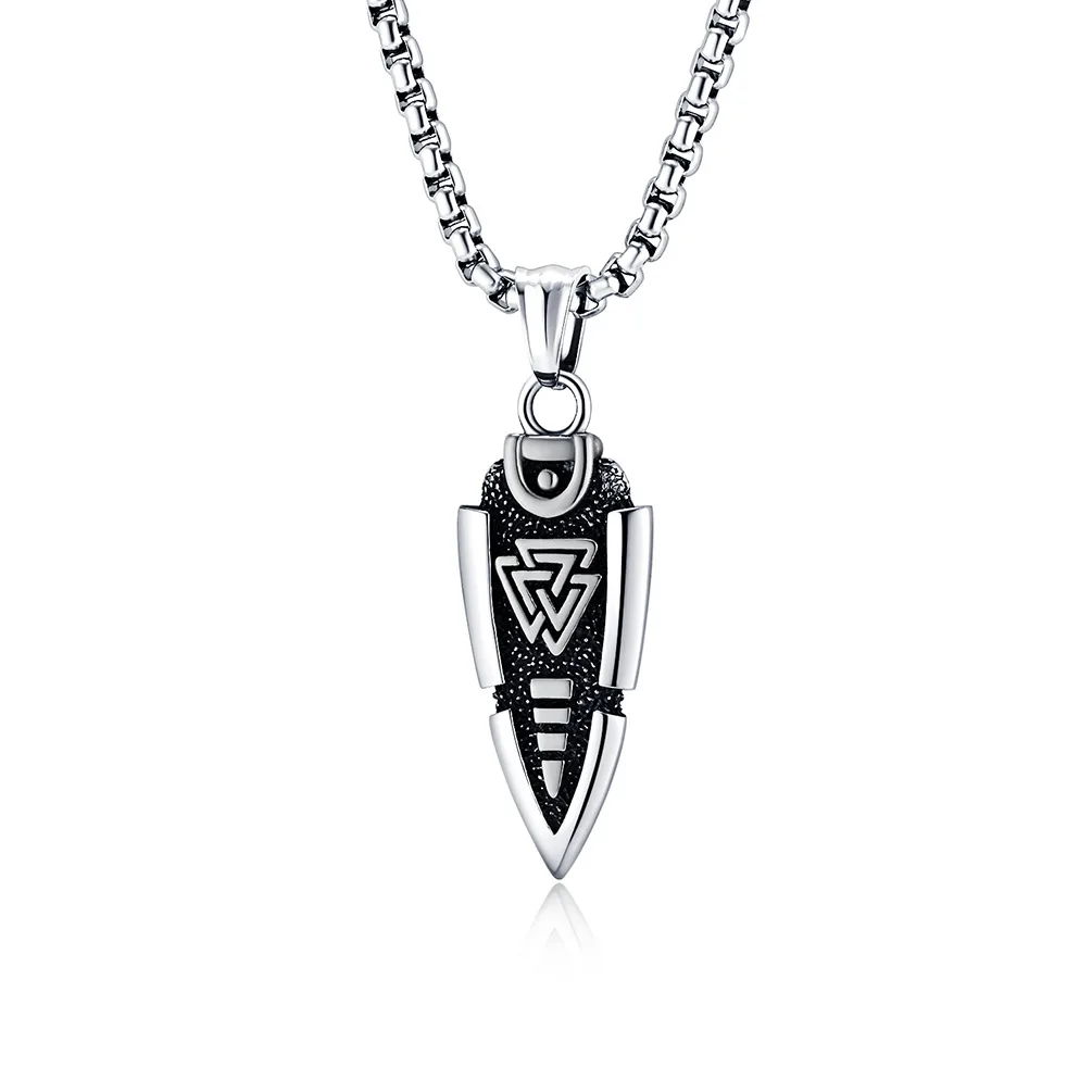 Odin's Spear Valknut Gungnir Viking Necklace For Men with Rune Symbol ...