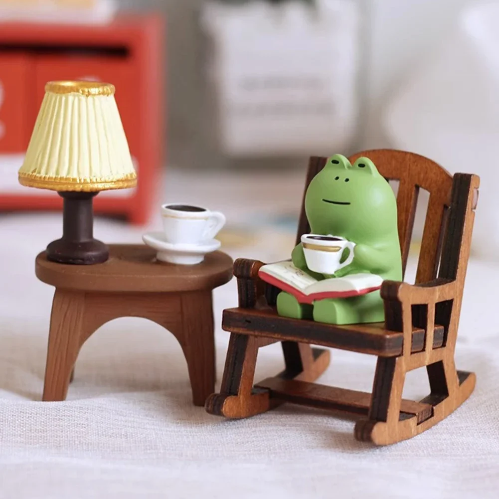 Cute-Sitting-Frog-Craft-Resin-Drinking-Coffee-Frog-Micro-Landscape-Gift ...