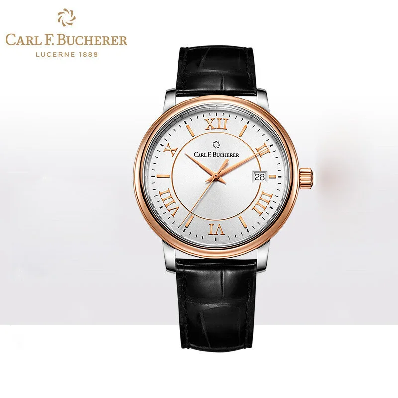 CARL-F-BUCHERER-Swiss-Watch-Admiral-Classic-Three-Hands-White-Dial ...