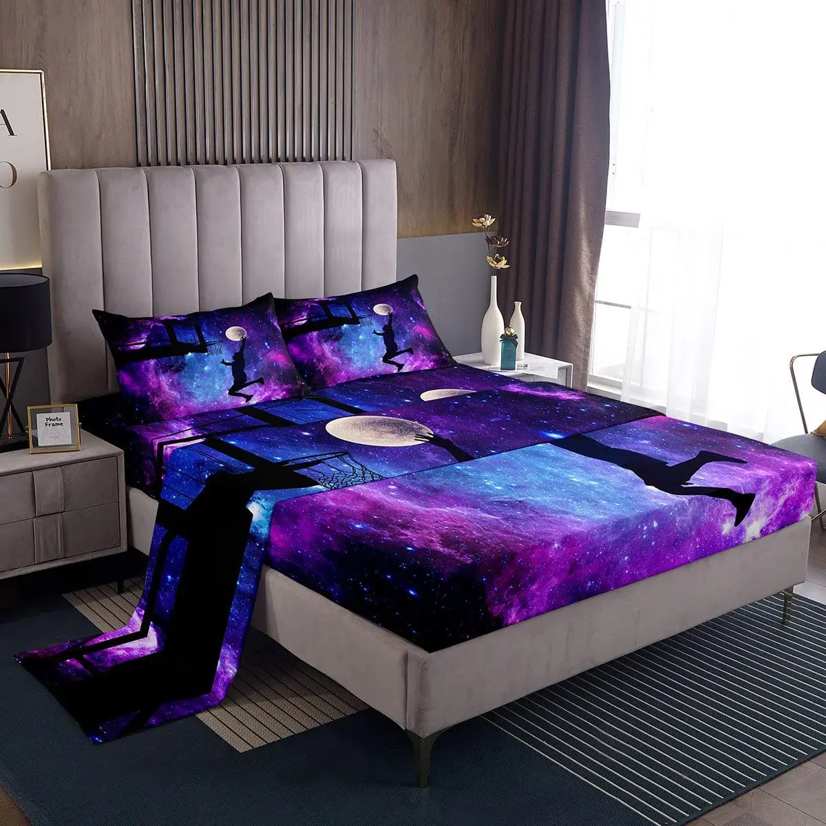 Bed Sheets Stars Moons | Bed Sheets Galaxy Universe | Blue Galaxy Bed ...