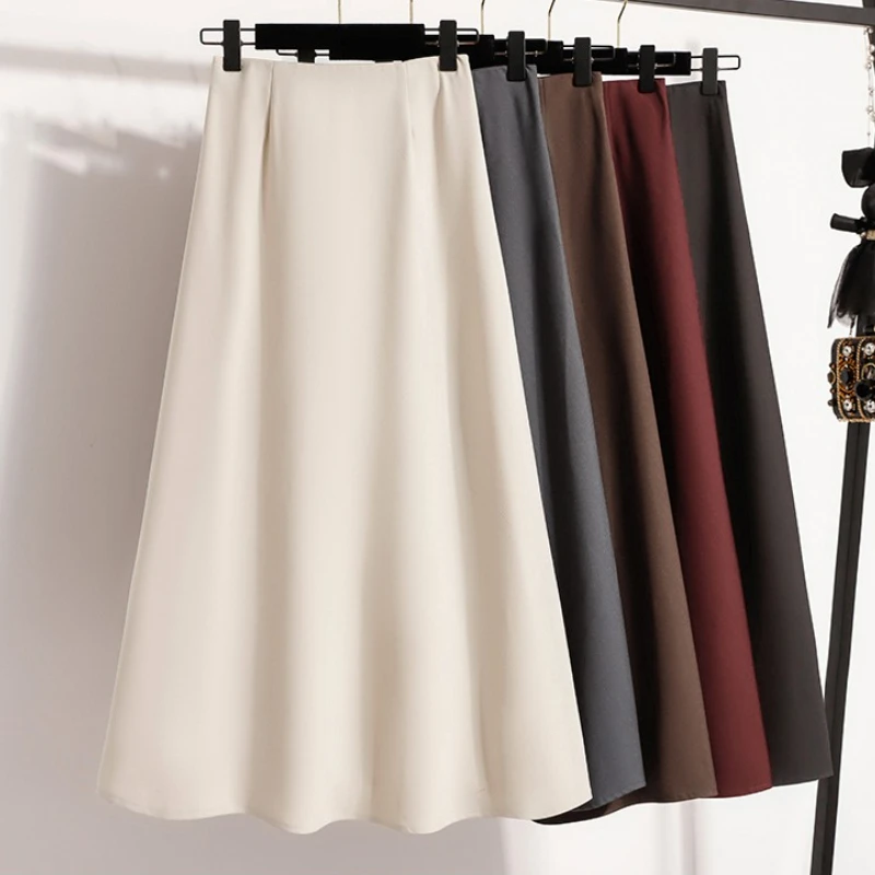 High Waist Mid Length Skirts A-Line Mini Skirt Women's Slimming Black ...