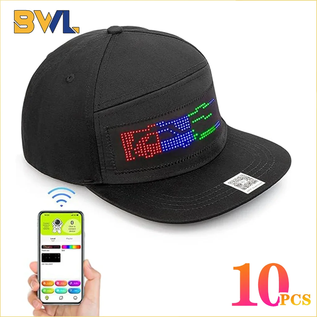 1-10PCS-Programmable-DIY-Bluetooth-Hat-LED-Display-Curve-Decorative ...