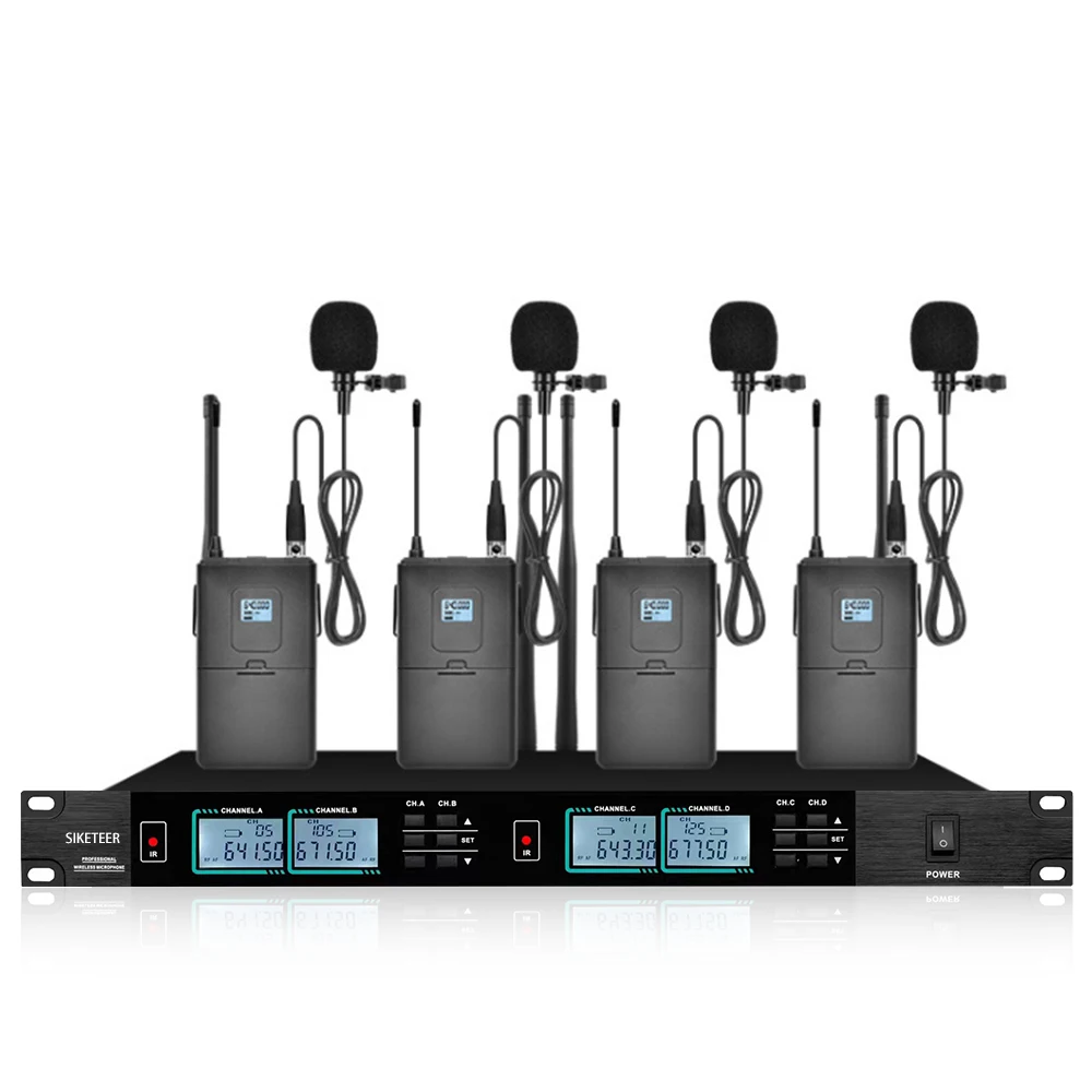 Professional UHF Wireless Microphone System Lavalier Microphone ...