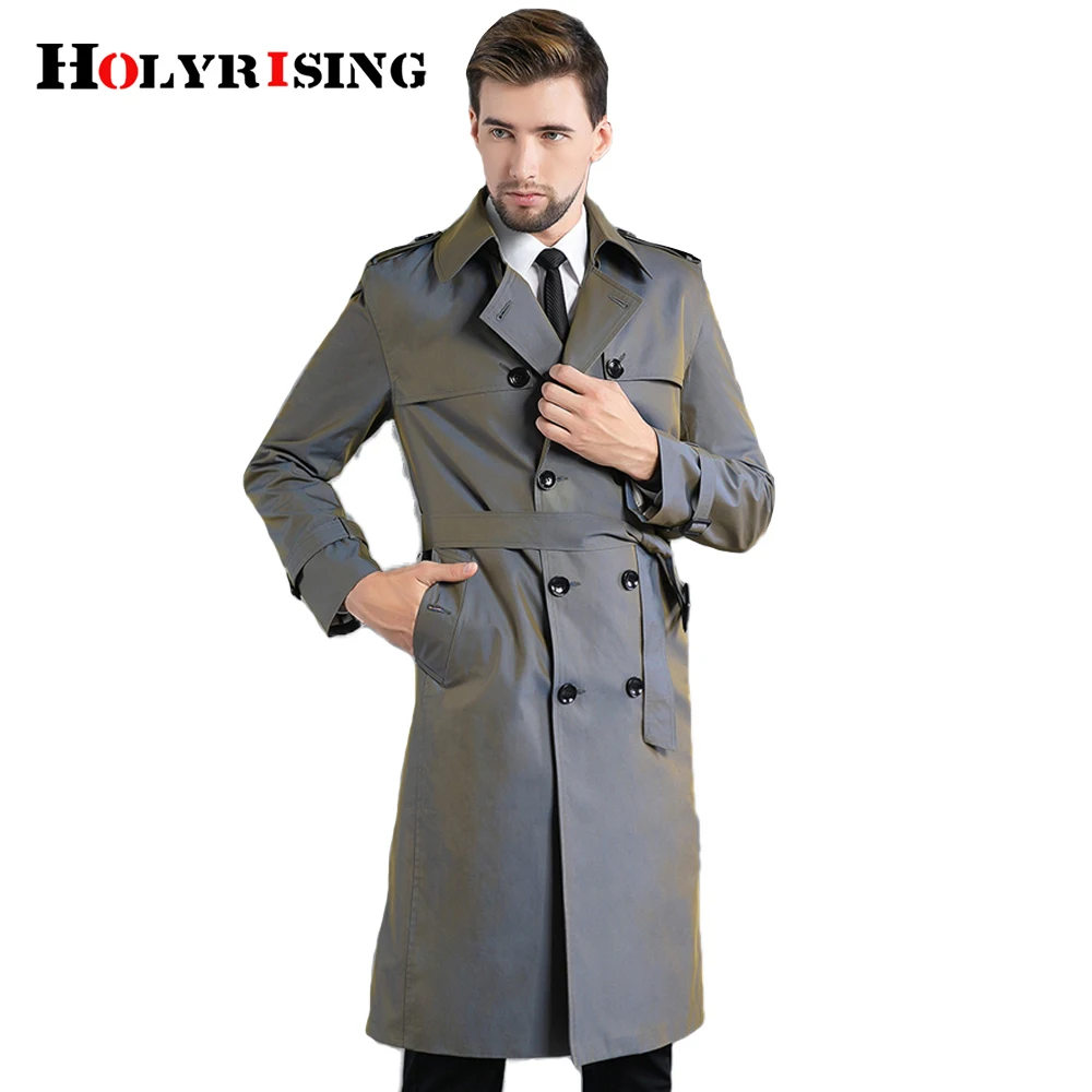 Trench-Coat-Long-pour-hommes-coupe-vent-Slim-Fit-Double-boutonnage ...