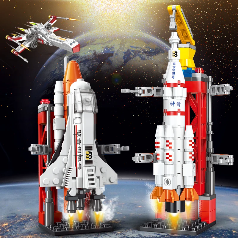 100-PCS-Spaceship-Satellite-Space-Shuttle-Rocket-Model-Toys-Military ...