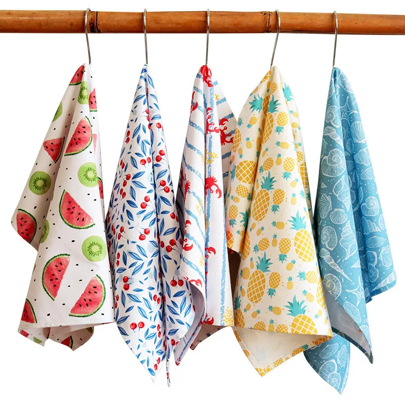 1Pc 45x65cm Color Printed Pure Cotton Table Napkins Kitchen Tea Towels ...