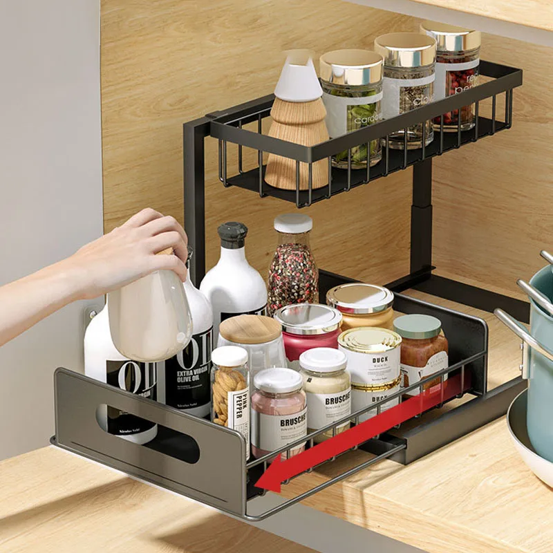 Removable Drawer Basket Kitchen Cabinet | Organization Kitchen Cabinets ...