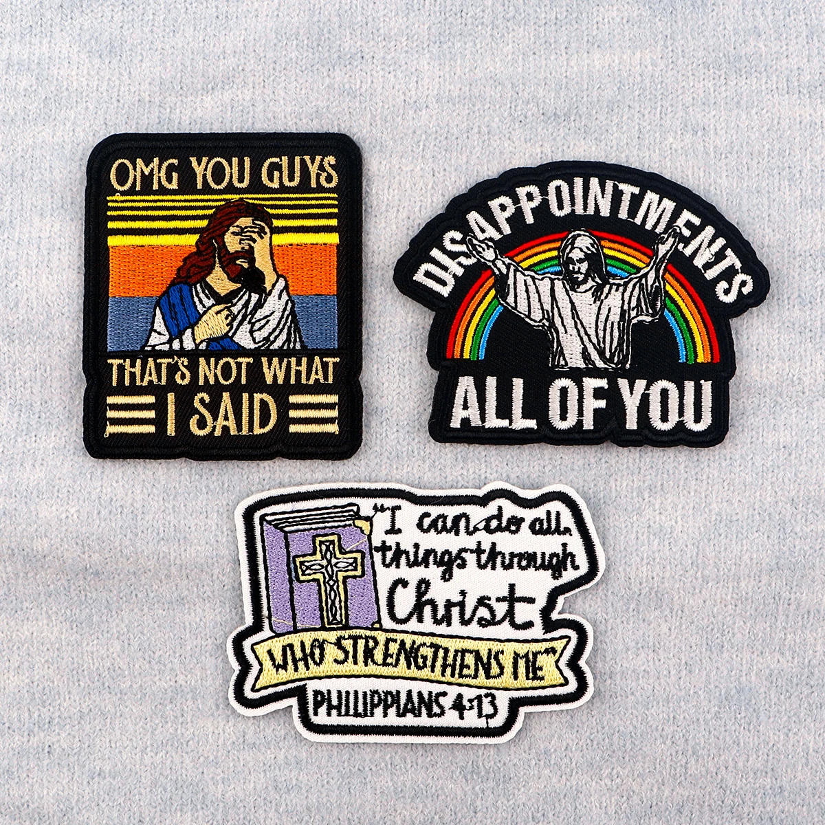 Jesus-Funny-Sayings-Embroidered-Patches-on-Clothes-DIY-Letters-Applique ...
