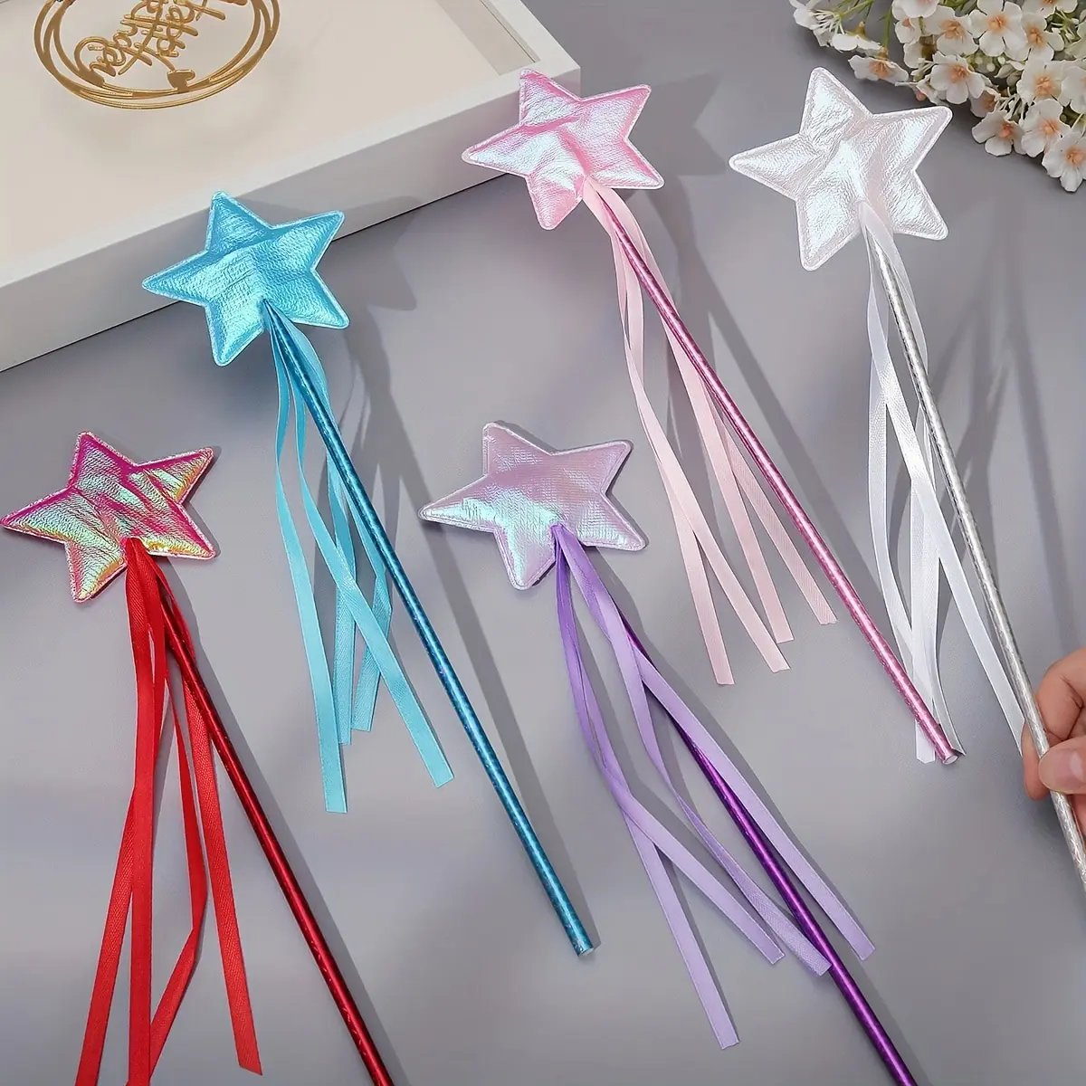 Fairy Princess Magic Star Wand with Ribbons, Suitable For Christmas ...
