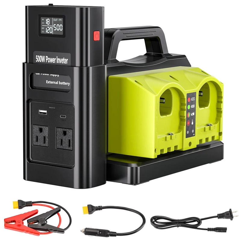 Power Inverter for Ryobi 18V Battery 500W Pure Sine Wave DC 18V to AC ...