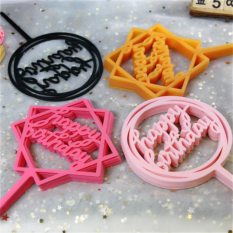 10PC-SET-Acrylic-Cake-Topper-Gold-Flash-Cake-Topper-Happy-Birthday ...