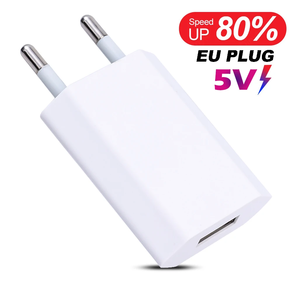 5V 1A USB 여행용 벽 충전기 전원 어댑터 EU 플러그 Apple iPhone XS Max XR x876 6S 5s 5 EU 전화 빠른 충전기 플러그 ...