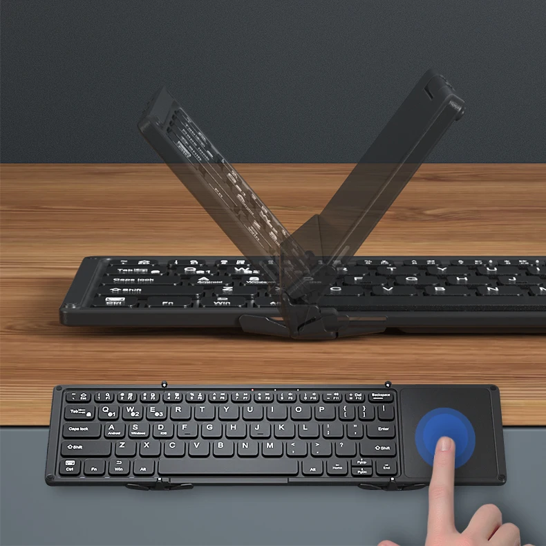 Teclado bluetooth dobrável com touchpad compatível recarregável para ...