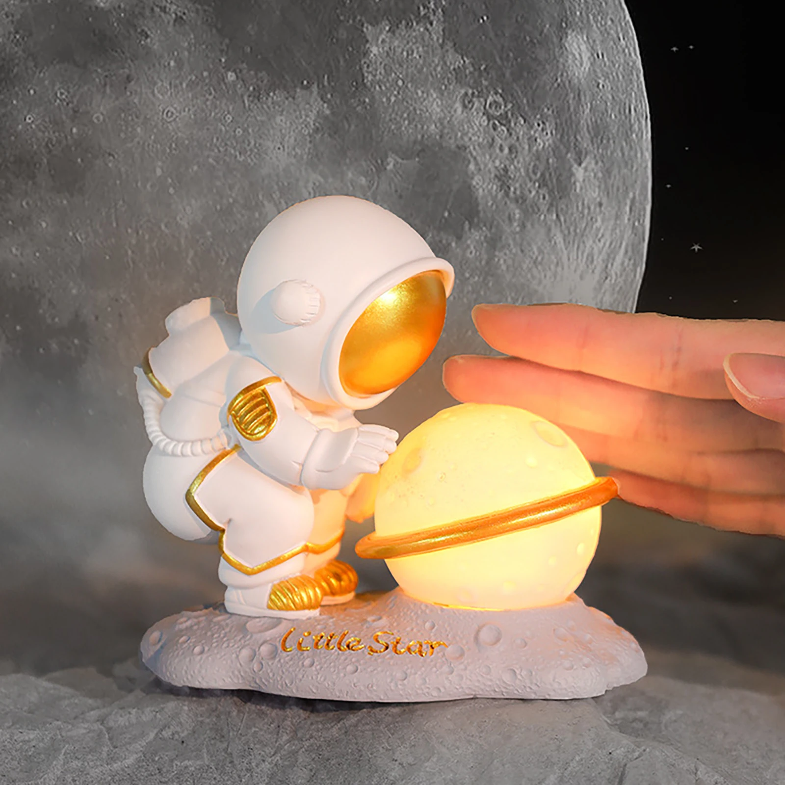 Led Moon Night Light Home Decor Figurines Space Man Miniature Astronaut ...