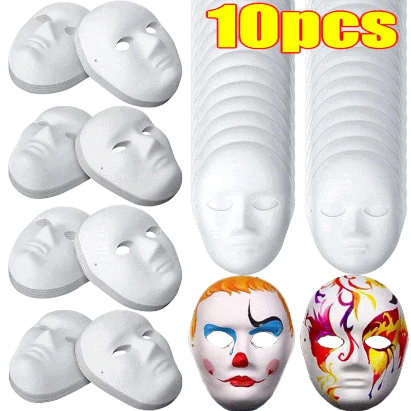 1-10PCS-DIY-Full-Face-Masks-Paper-Blank-White-Halloween-Cosplay-Cat-Diy ...
