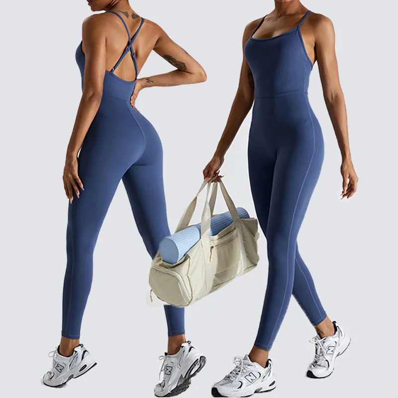 Women's Yoga Jumpsuits Seamless Casual One-Piece Fitness Workout Yoga ...