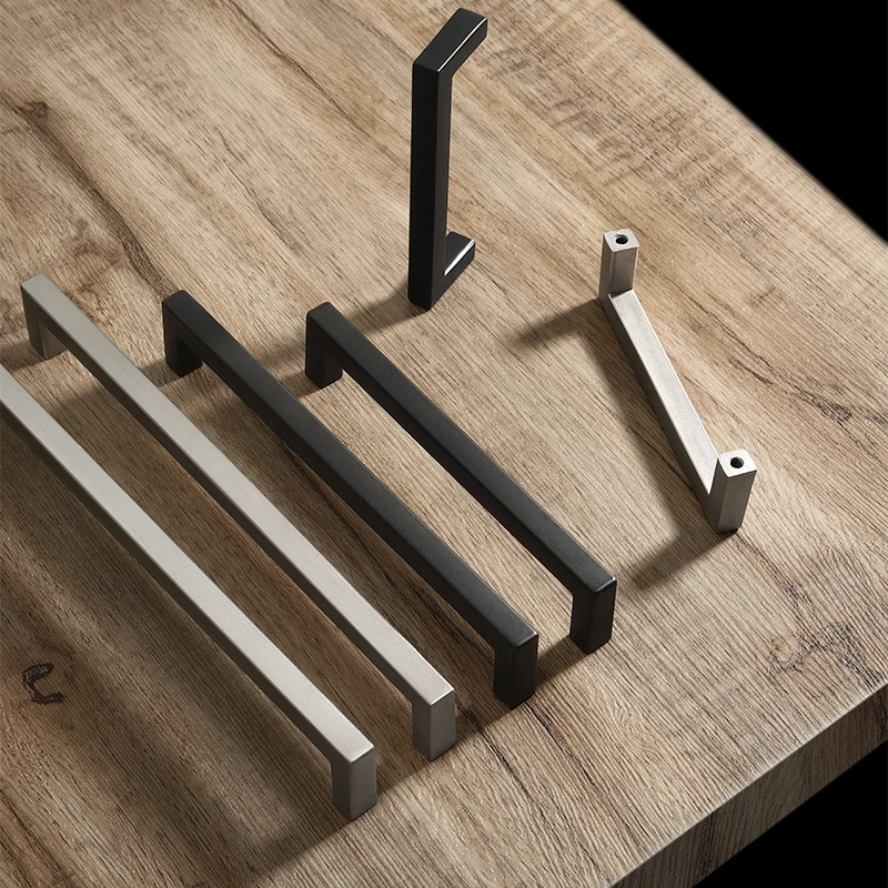 Square-silver-black-cabinet-door-handle-kitchen-cabinet-drawer-closet ...