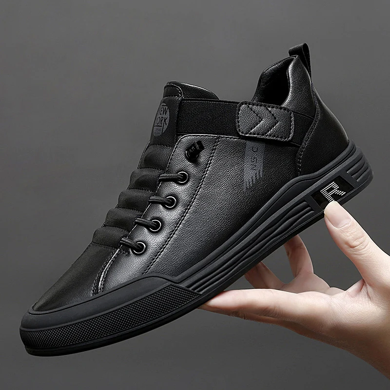 Luxury-Brand-Mens-Casual-Shoes-New-Genuine-Leather-Designer-Shoes-Black ...