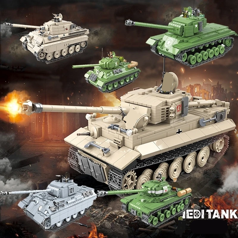 WW2-Tanks-Blocks-Toys-for-Children-German-Model-Tiger-Sherman-Technical ...
