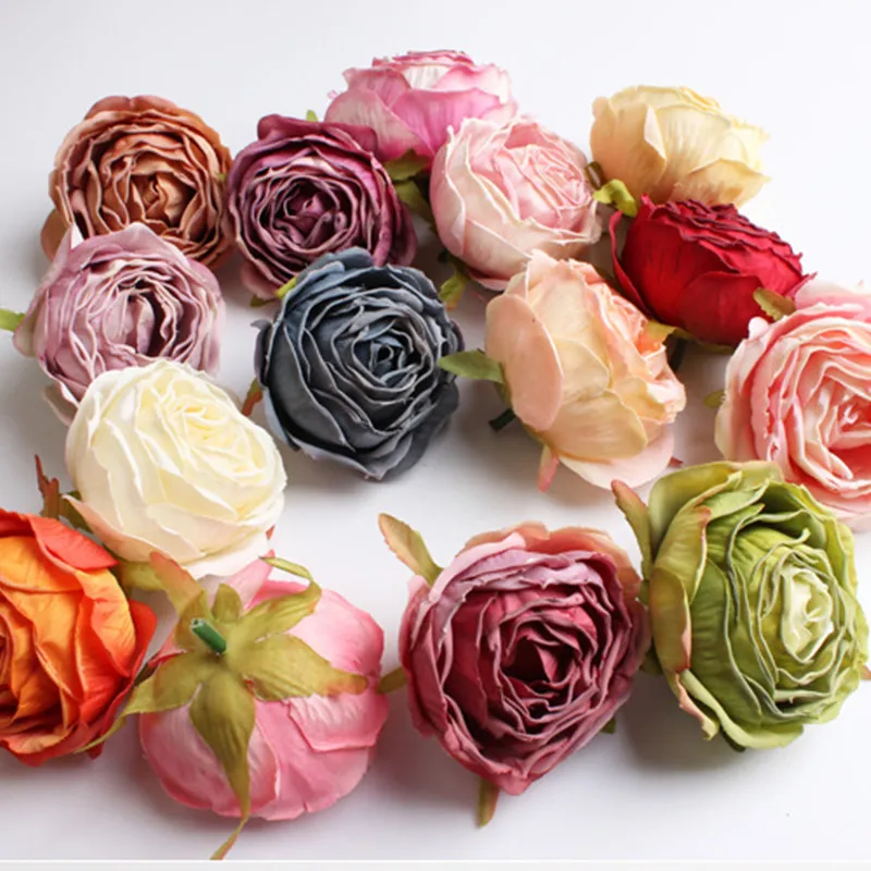 Seda Artificial Tecido Peony Bud Flower Head, DIY Wedding Wall Bouquet ...