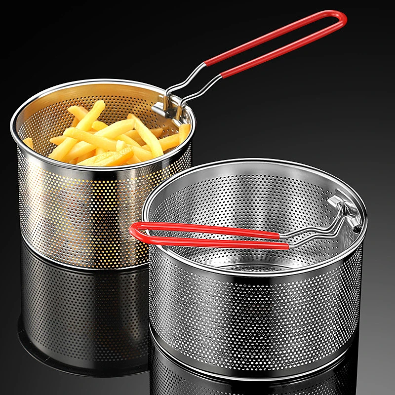 304 Stainless Steel Deep Fry Basket Colander Hot Oil Filter Pasta ...