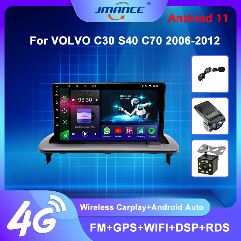 Jmacne Android 11 Car Multimedia Player For Volvo C30 S40 C70 2006-2012 ...