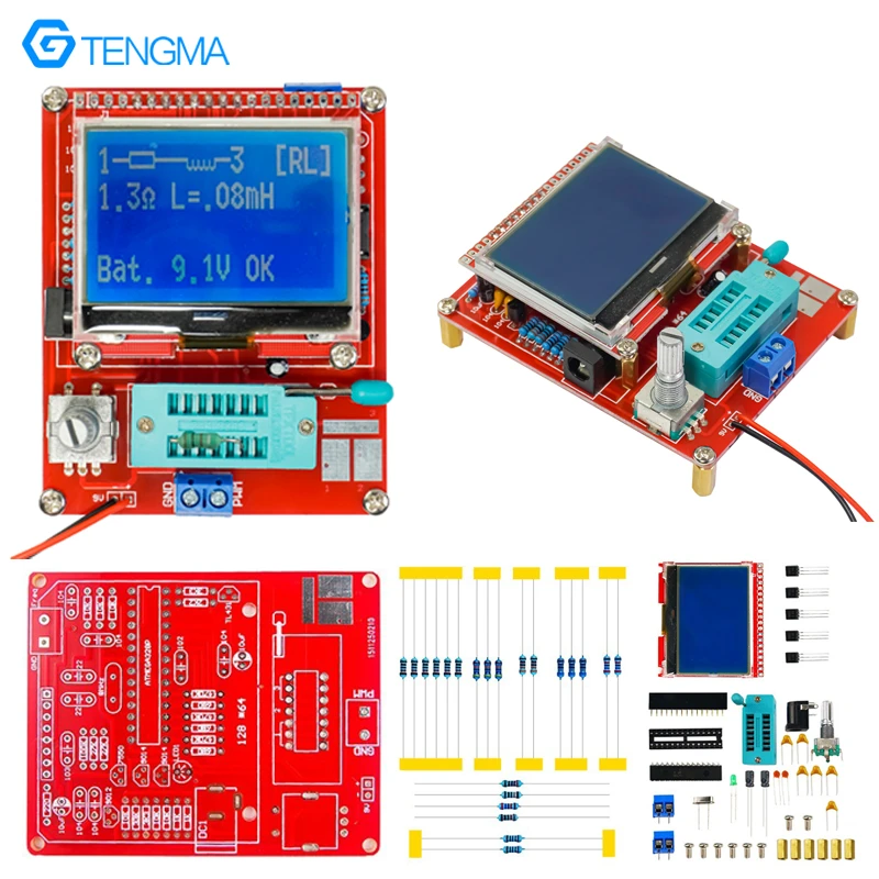Graphic Transistor Tester Kit LCR Triode ESR PWM Square Wave Signal DIY ...
