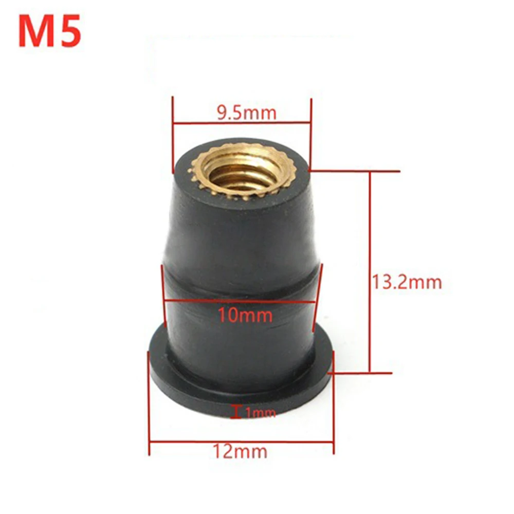 10Pcs-5mm-Motorcycle-Windshield-Rubber-Rivet-Nuts-M5-Vibration-Damper ...