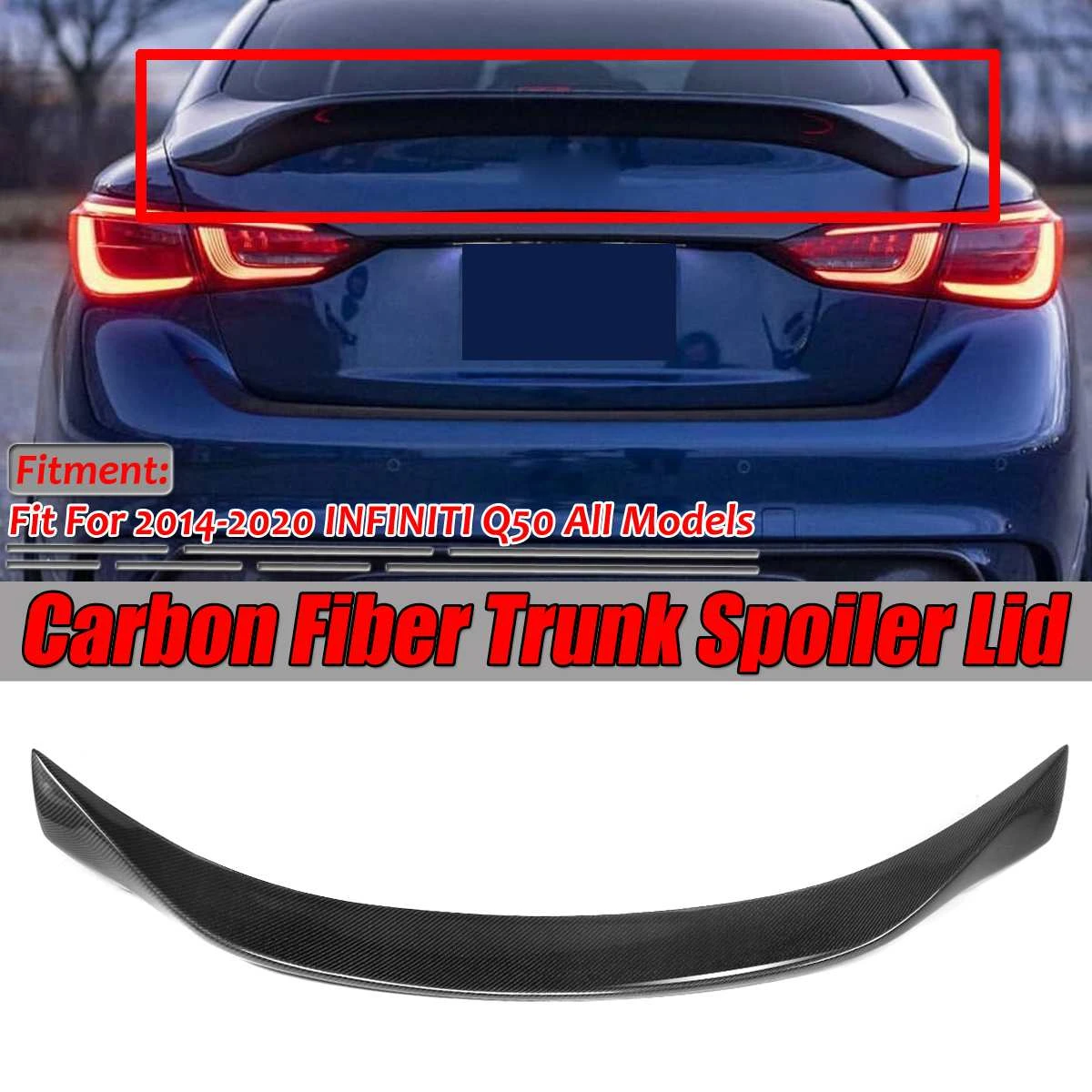Q50 Car Rear Wing Real Carbon Fiber Car Rear Trunk Spoiler Wing Lid Big ...