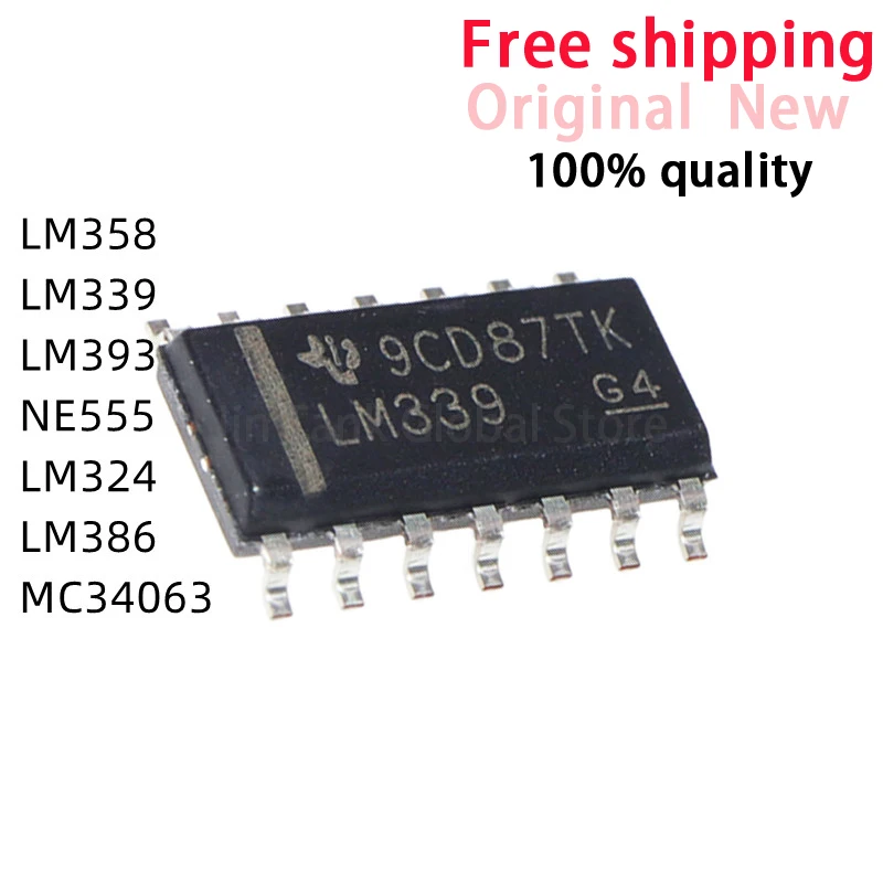 50PCS-LM358-LM393-LM339-LM324-NE555-SOP-LM358DR-LM324DR-LM339DR-LM393DR ...