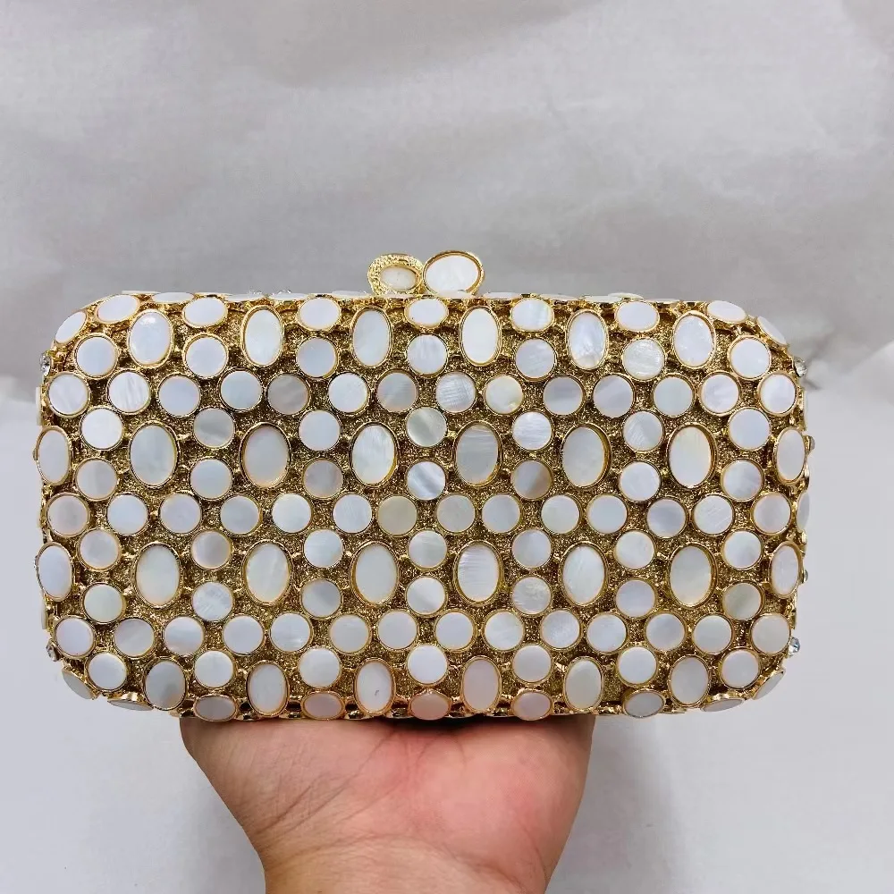 Gold-Silver-Shell-Crystal-Women-Evening-Bags-Metal-Stones-Wallet ...