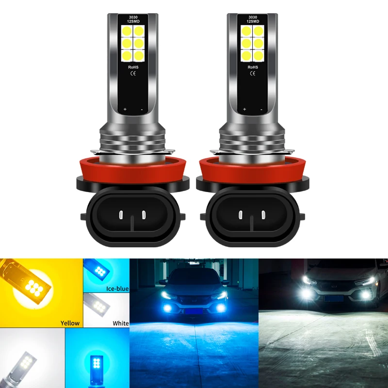 2PCS H11 LED Fog Light 3030 chip h1 h3 h4 h7 h8 h9 h11 led 9005 hb3 led ...