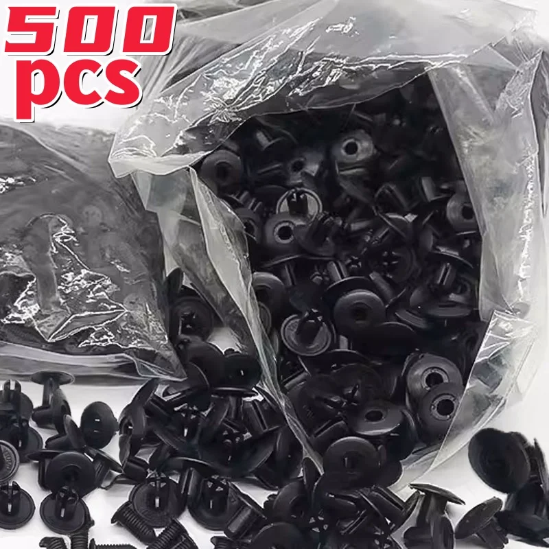 500pcs-8mm-Plastic-Rivets-Fasteners-Screw-Car-Bumper-Fender-Black-Rivet ...