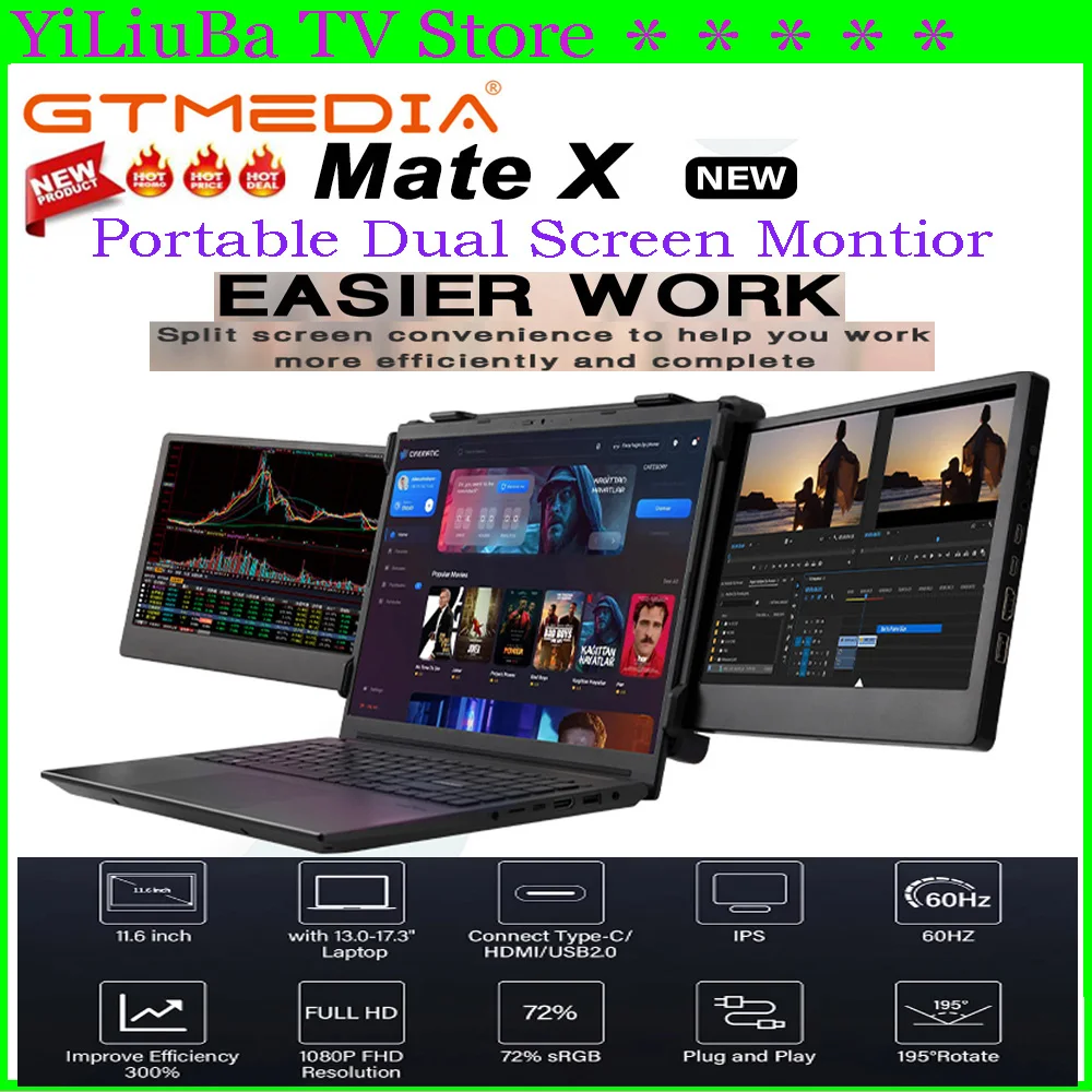 Genuine-GTMEDIA-MATE-X-Portable-dual-screen-display-11-6-inch-screen ...