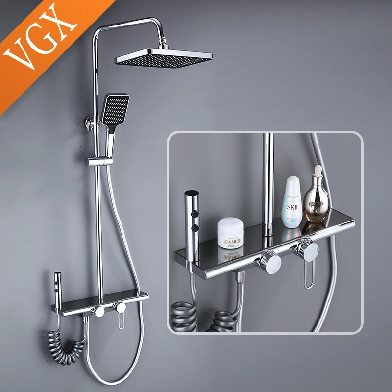 VGX-Luxury-Chrome-Shower-System-Four-function-Bathroom-Shower-Faucet-Set-Rainlfall-Bathroom ...