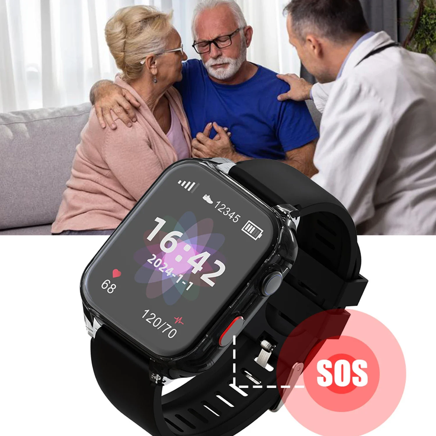 fall-detection-smart-watch-wristband-seniors-emergency-SOS-Button ...